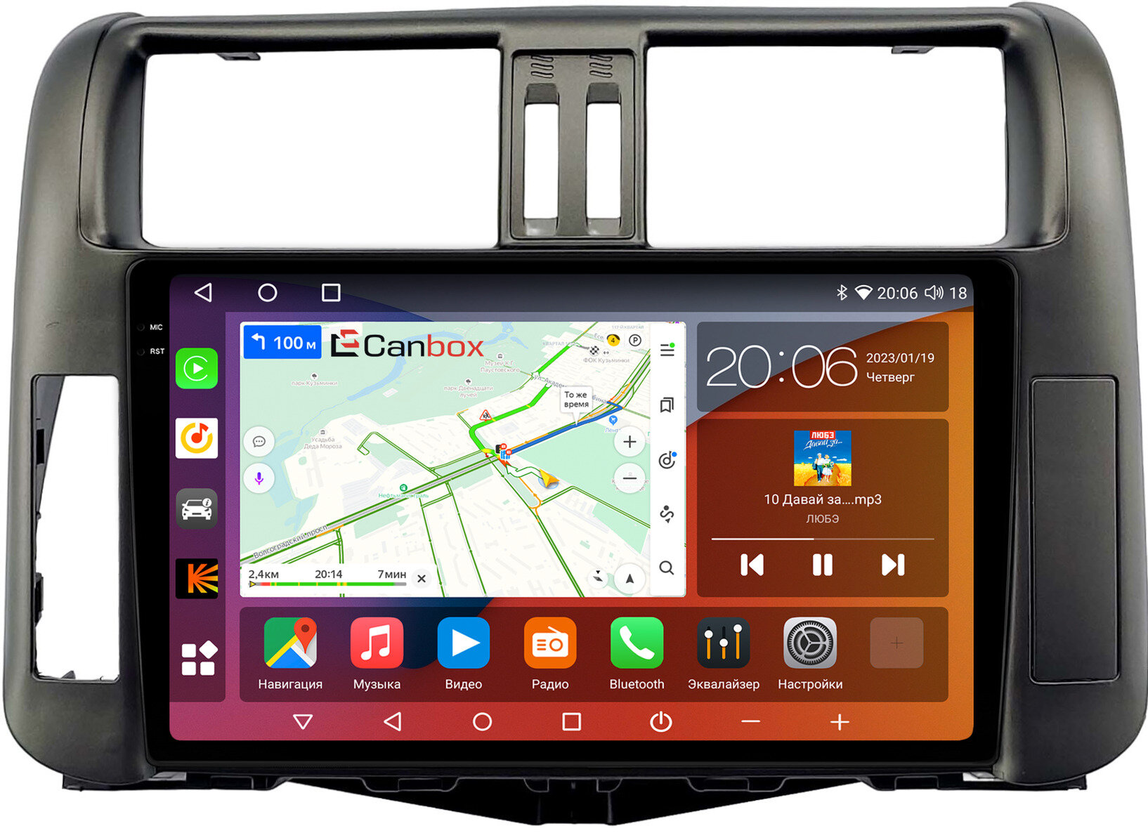 Штатная магнитола Canbox EVO 2K 5833-9006 Toyota Land Cruiser Prado 150 2009-2013 (авто без усилителя) Android 14 (4G-SIM, 16/512, DSP, QLed, AI, 360)