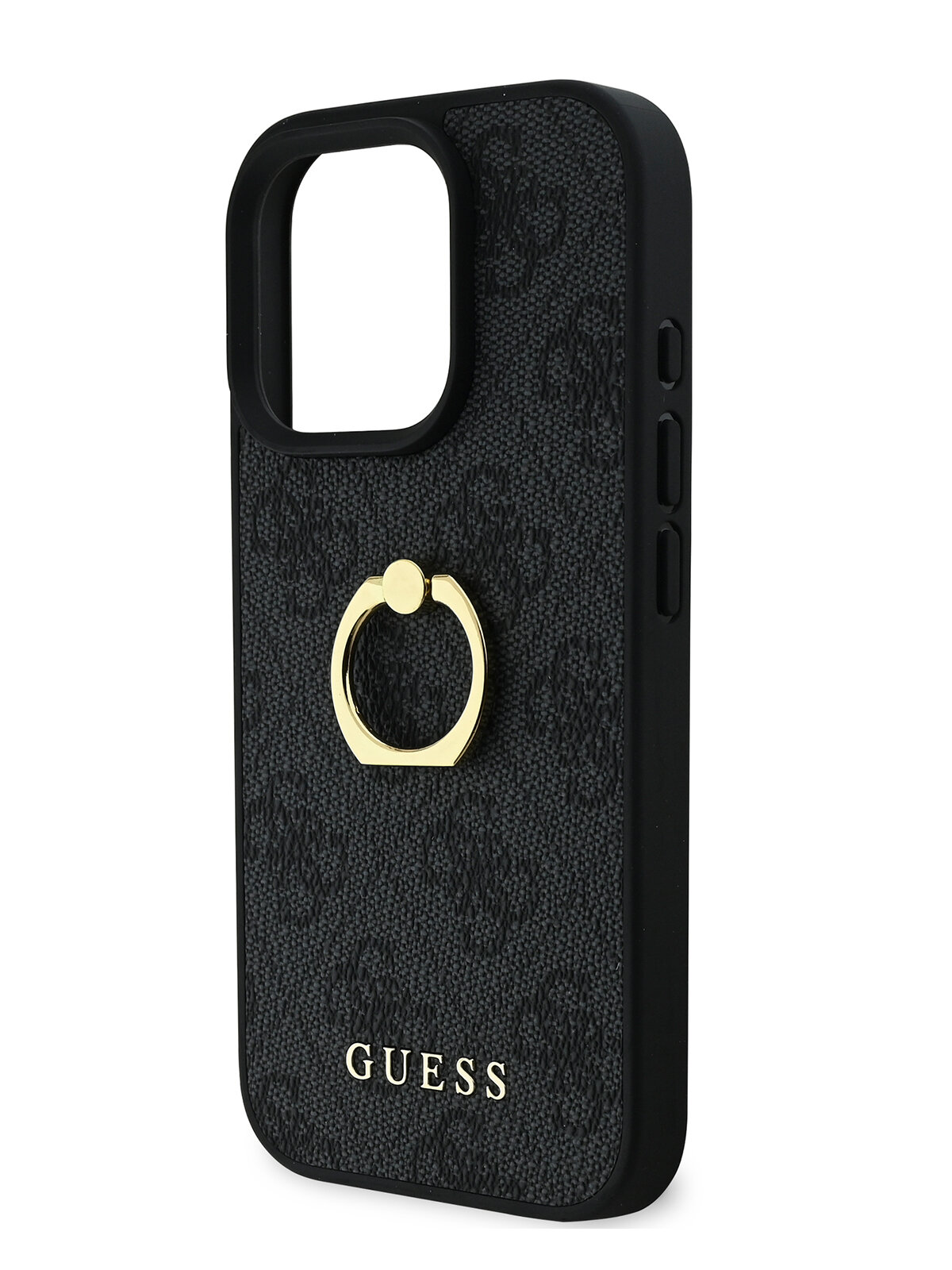 Guess для iPhone 16 Pro чехол PU 4G + Ring Hard Black