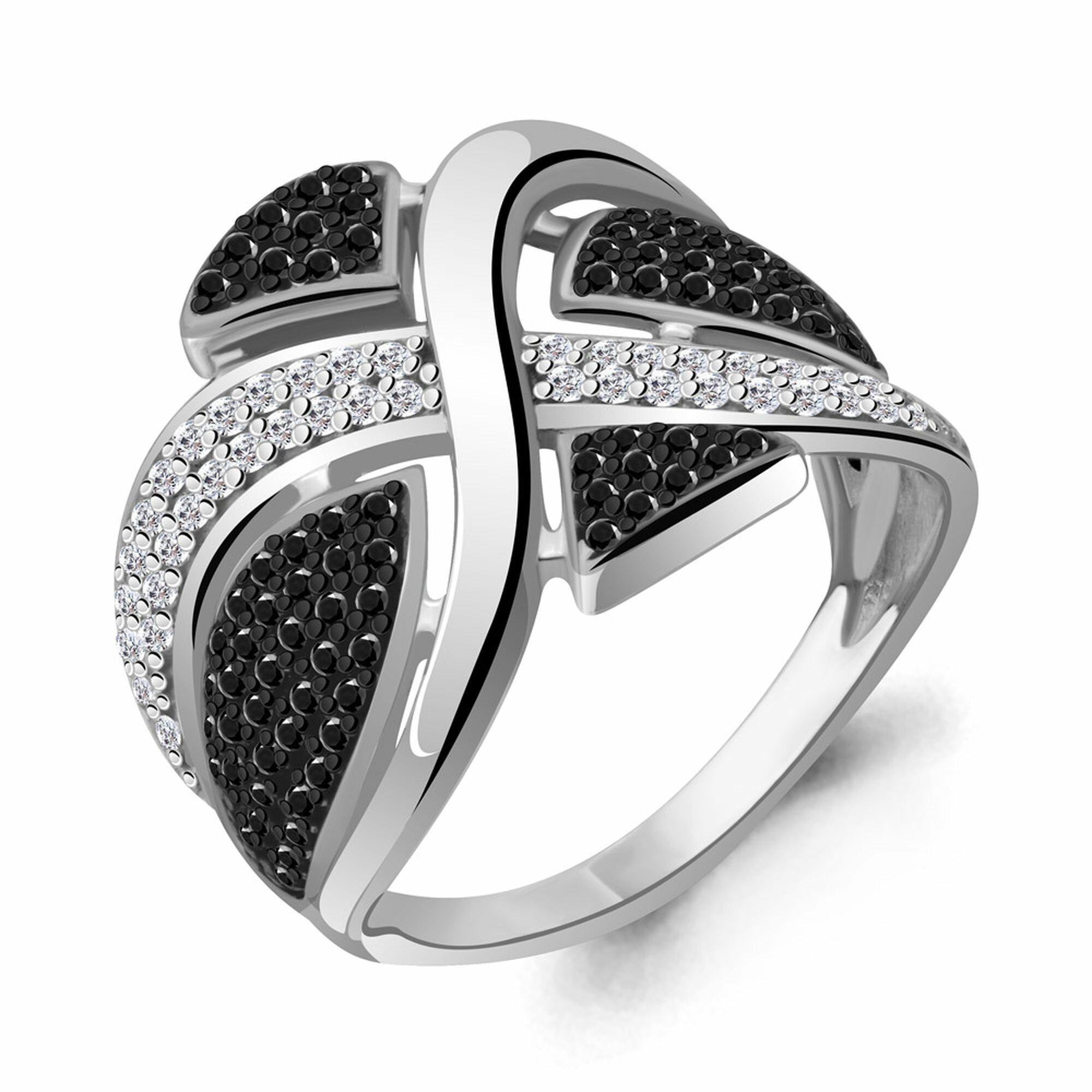 Кольцо, серебро, 925 проба, родирование, фианит, кристалл