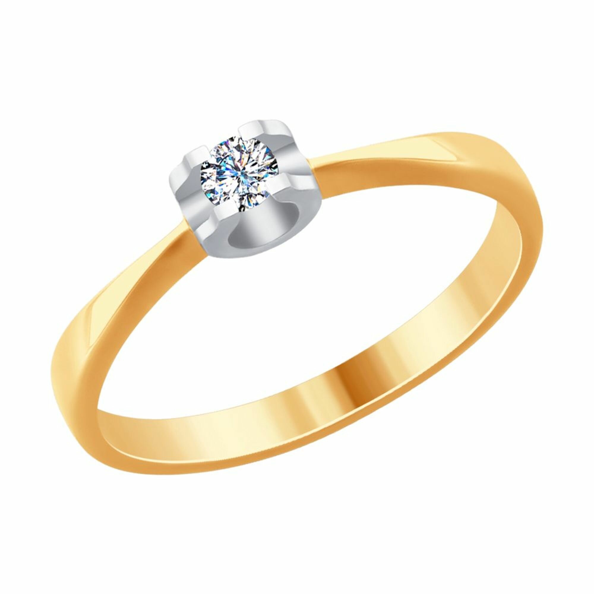 Кольцо помолвочное, красное золото, 585 проба, бриллиант