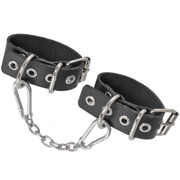 75314 Pecado BDSM Наручники-браслеты из одного ремешка с люверсами, чёрные. Из натуральной кожи