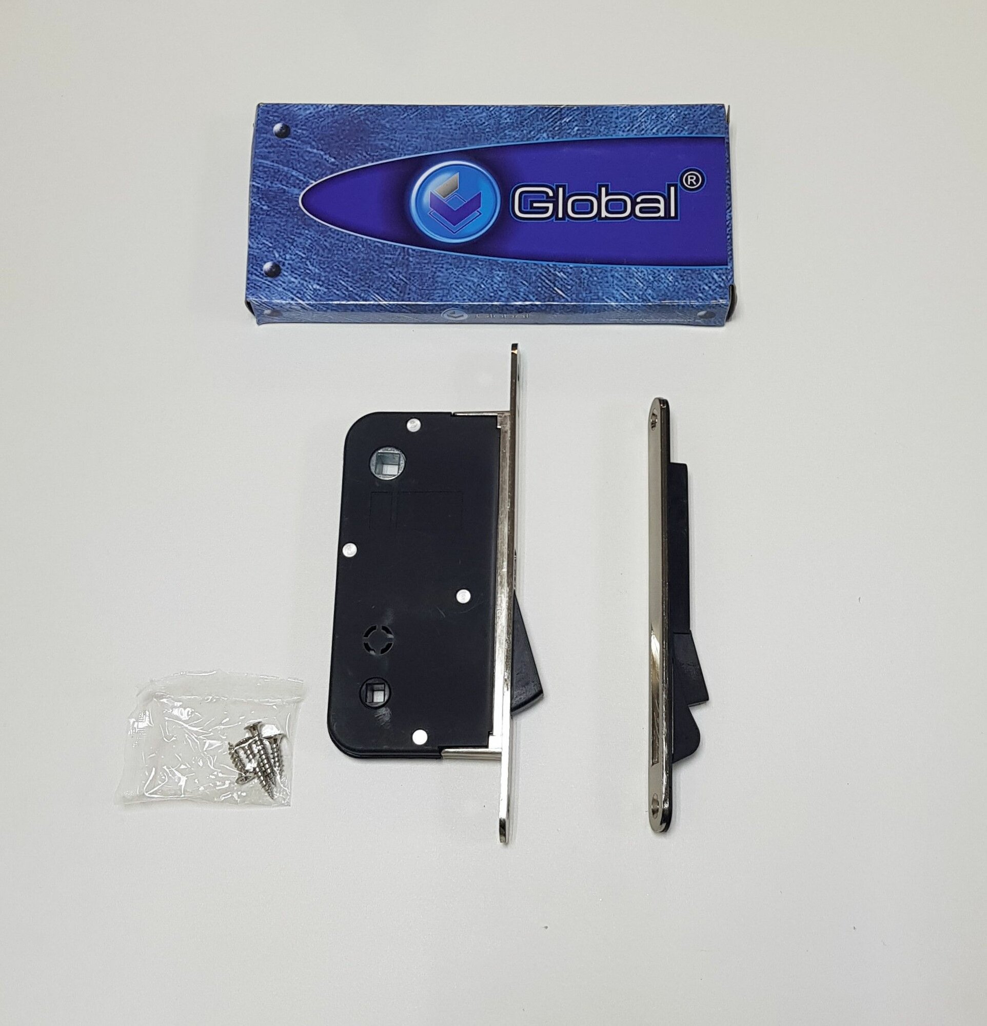 Замок магнитный Global Никель межосевое 90мм