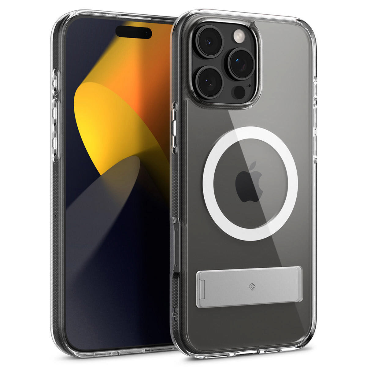 Чехол-подставка Spigen Caseology на iPhone 16 Pro Max (ACS08054) Capella MagSafe Kickstand / Спиген Чехол-подставка для Айфон 16 Про Макс Прозрачный Белый