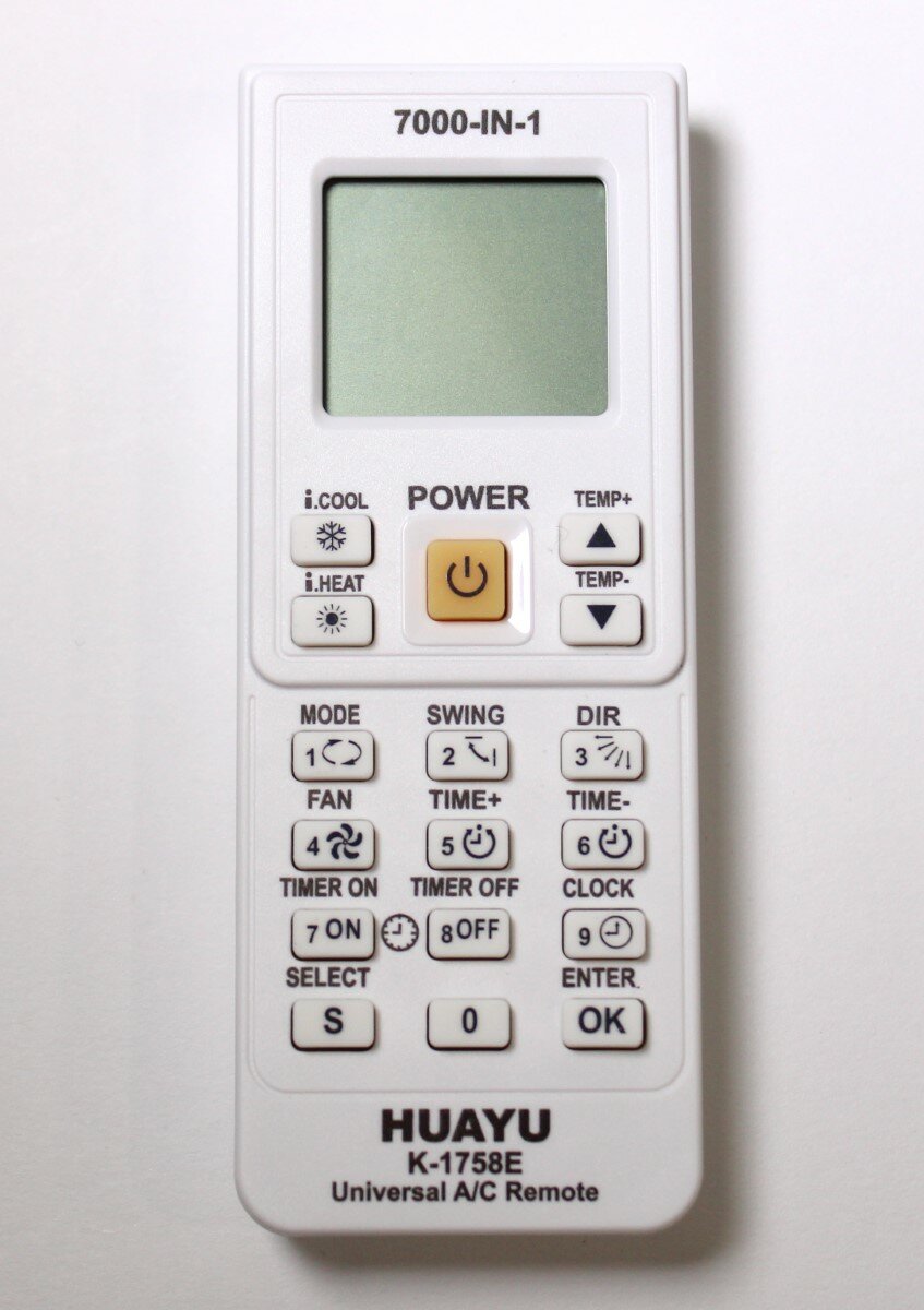 UNIVERSAL Кондиционер HUAYU K-1758E (7000 в 1), Пульт ДУ