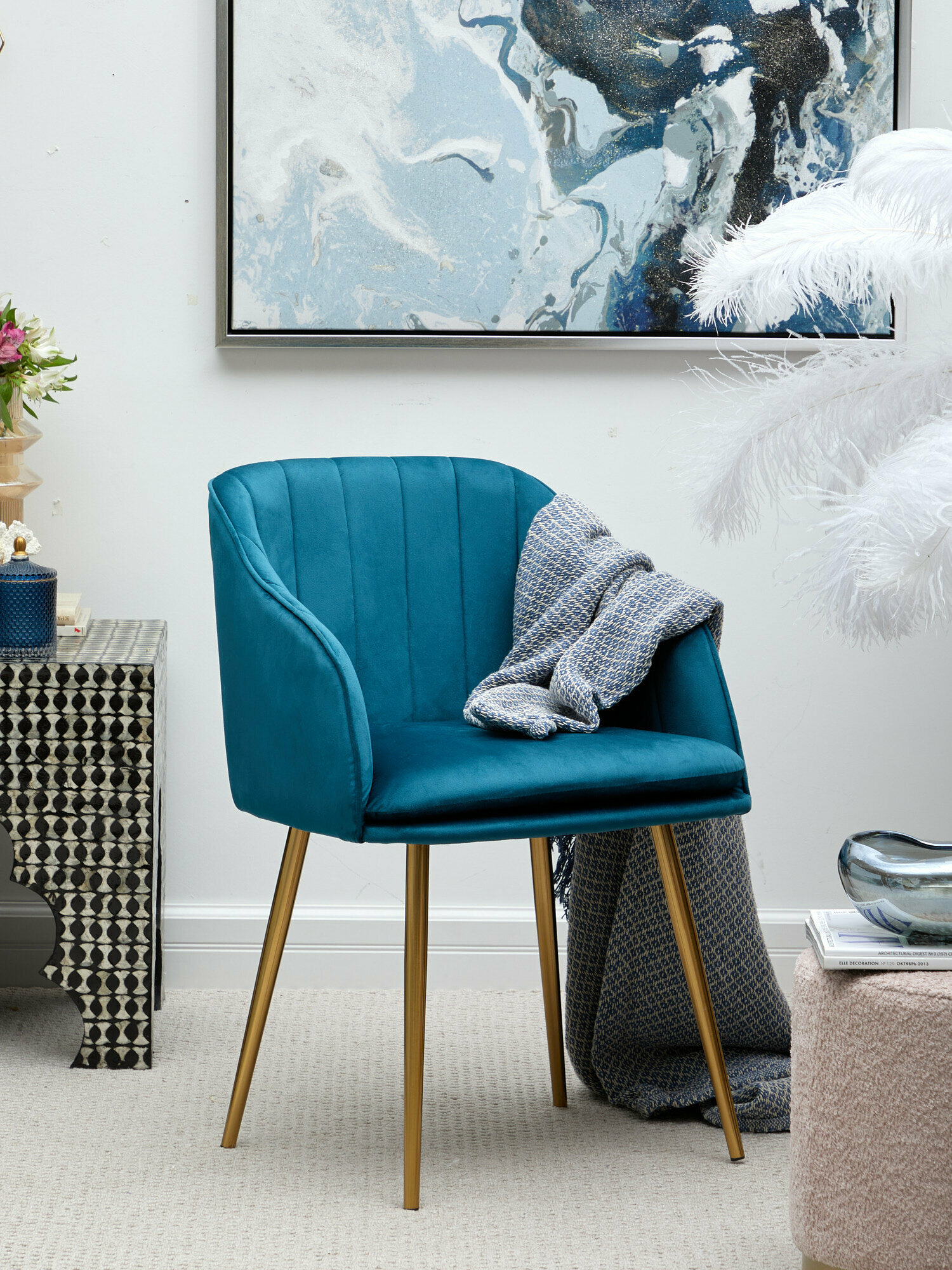 51-082 Кресло 55 х 56 х 78см, металл, полиуретан, велюр, Glasar