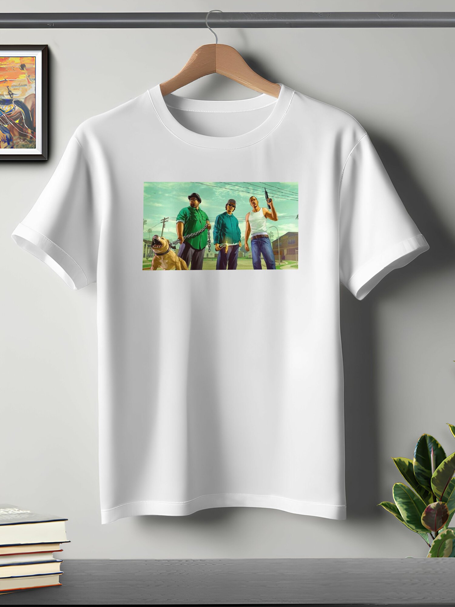 Футболка ONEQ унисекс 60-62 (4XL) размер с принтом GTA San Andreas, белая