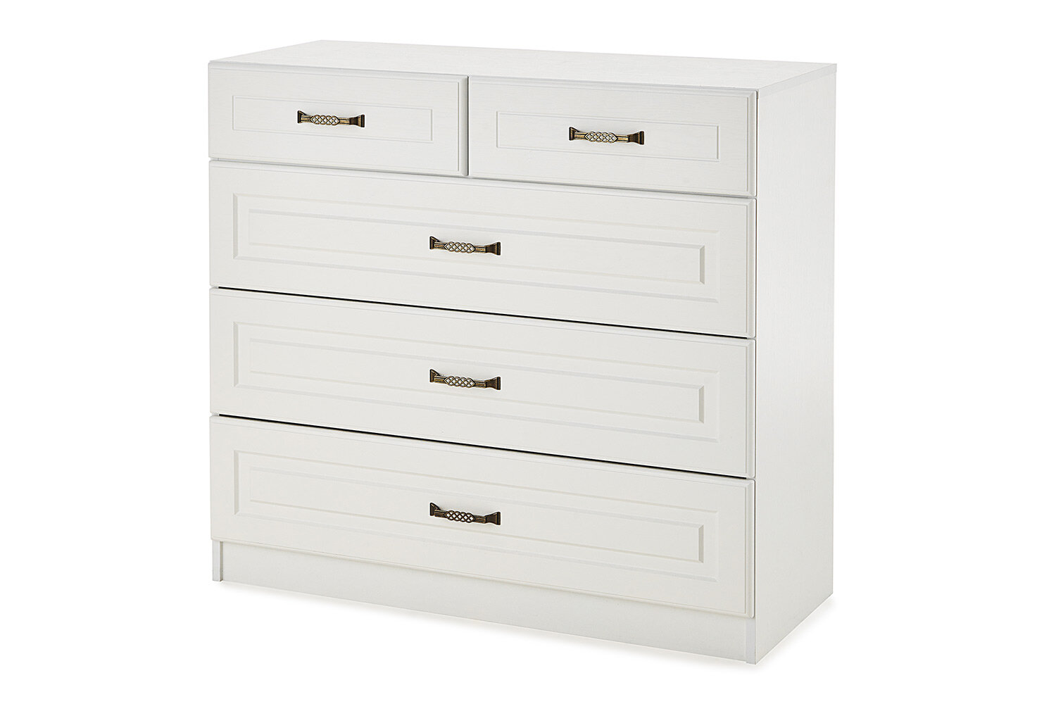 Комод напольный Ливерпуль, 100,3х95,3х41,3 см, для гостиной, 5 ящиков, матовый фасад, ЛДСП, цвет ясень ваниль, белый