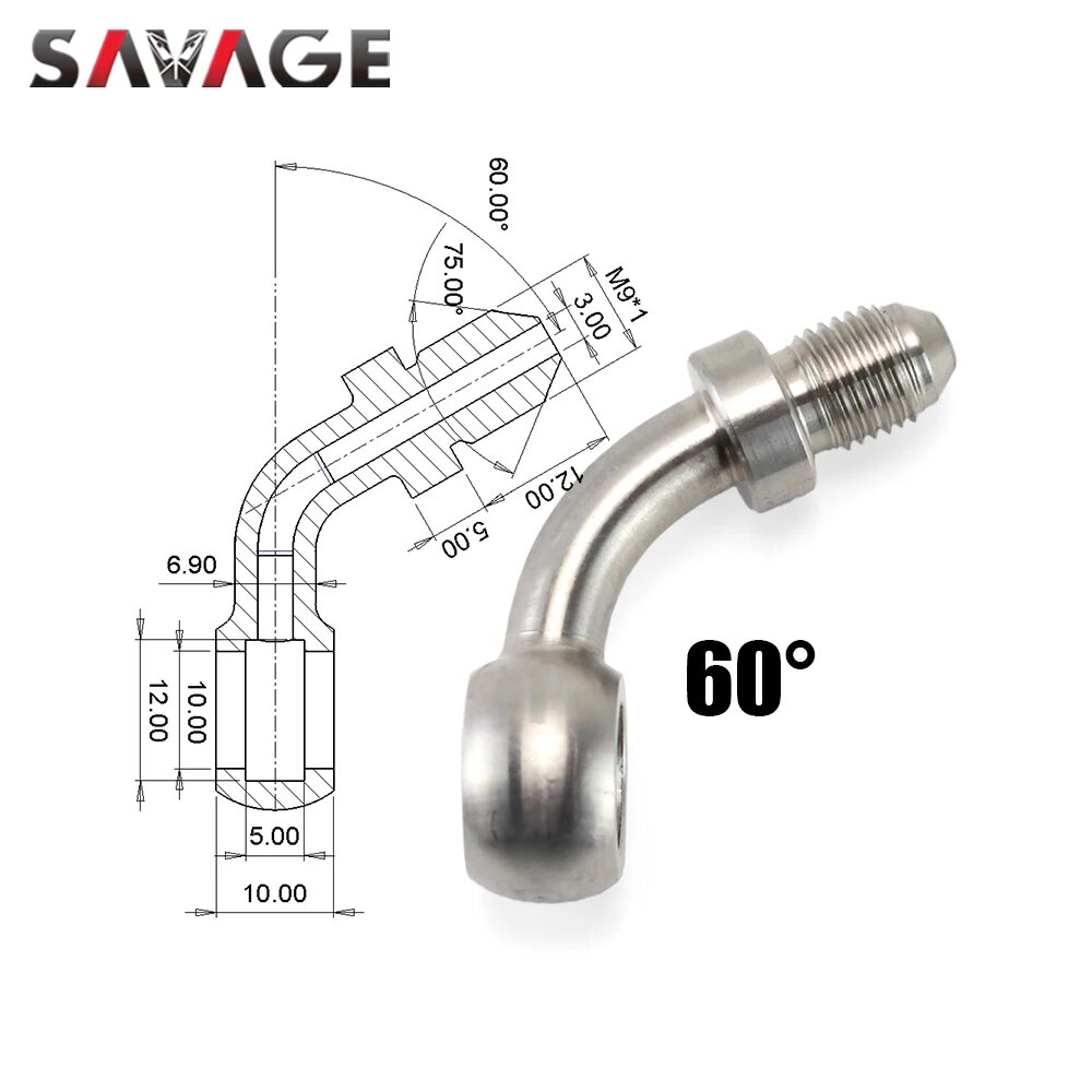 Переходник тормозной Banjo Fitting 60°, AN3, 10 мм