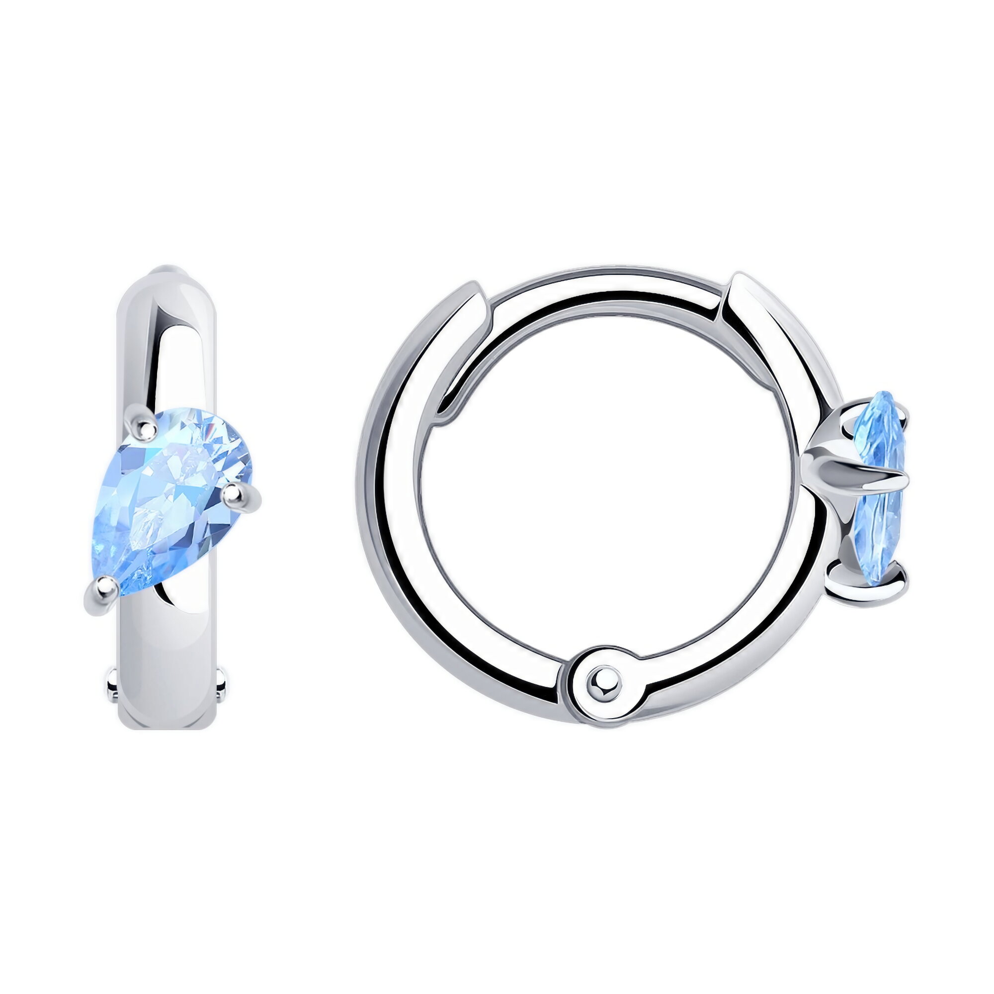 Серьги, серебро, 925 проба, родирование, фианит