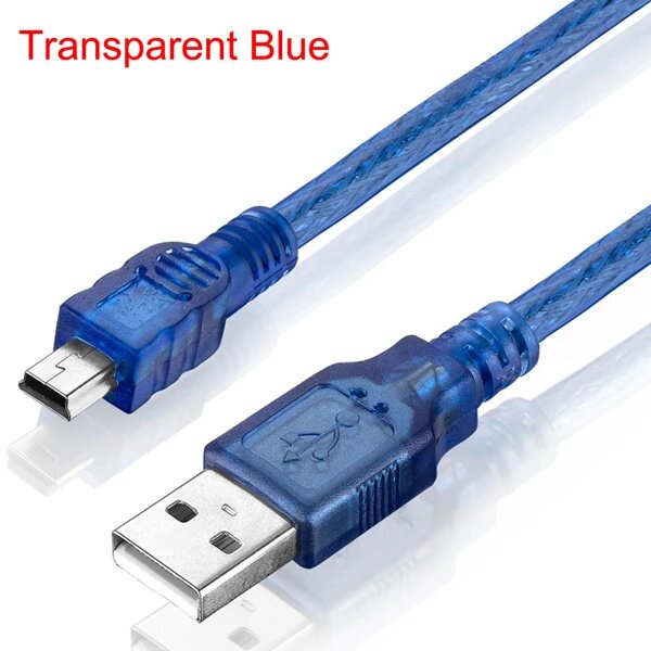 Lballist USB кабель Mini 5P 1,5м/1,8м/3м/5м/10м Синий, 1,5 м, Transparent Blue