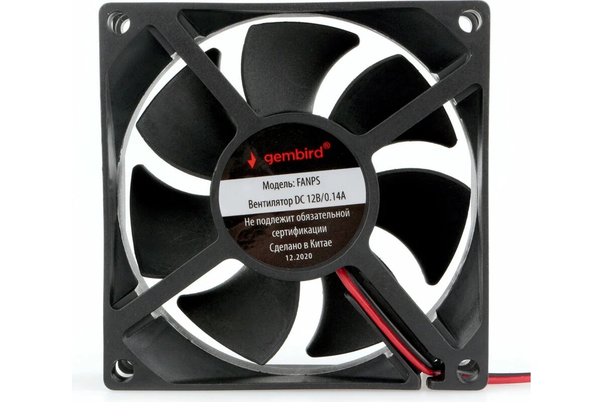 Gembird вентилятор 80x80x25 мм втулка 2-pin провод 30 см FANPS универсальный для ПК