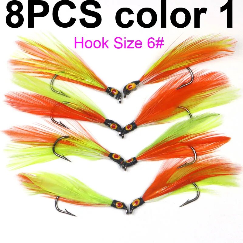 Vampfly набор блесен 8 шт, белый оранжевый, для форели, лосося 8pcs Colour 1