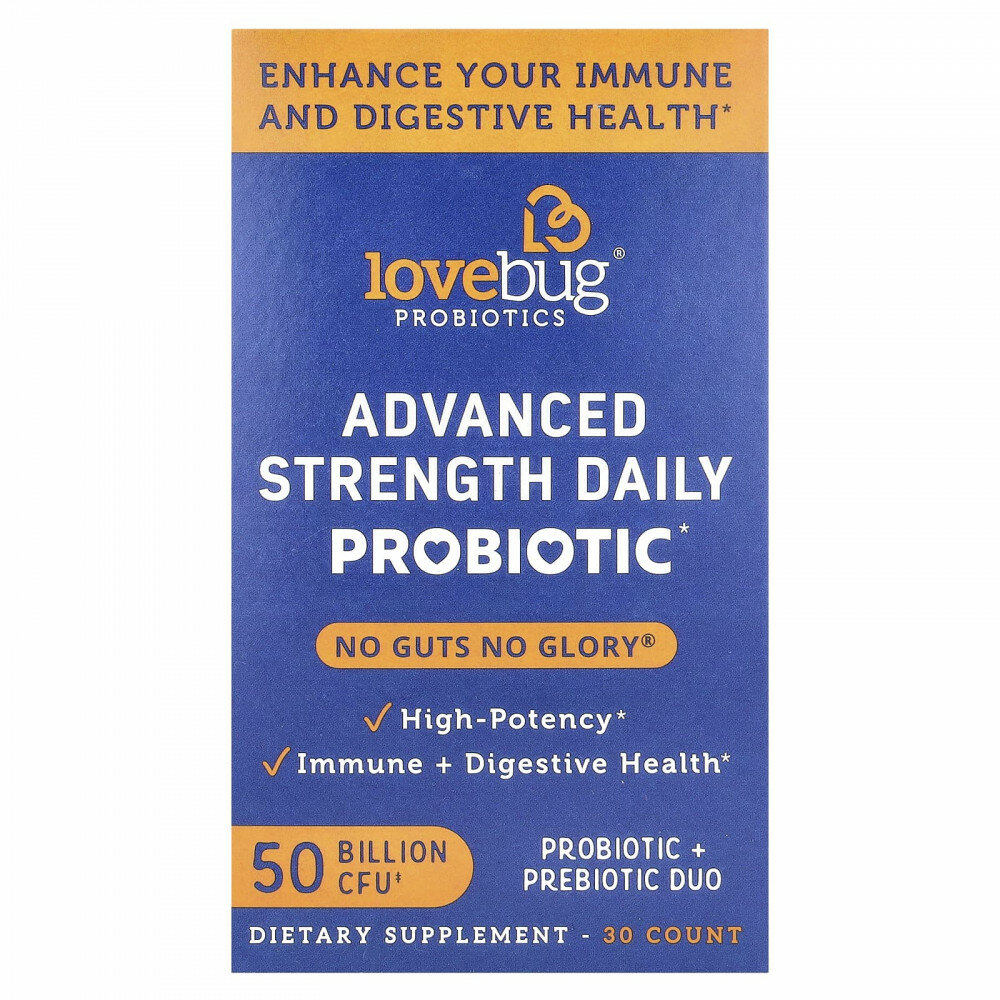 LoveBug Probiotics, улучшенный пробиотик для ежедневного приема, 50 млрд КОЕ, 30 капсул