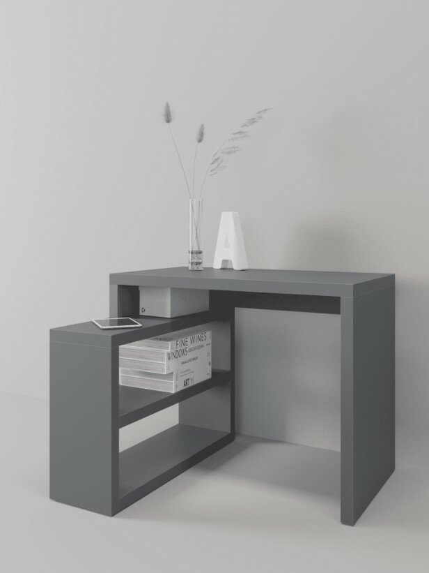 Стол письменный компьютерный школьный с полками HERZ, графит 760x1050x500 мм