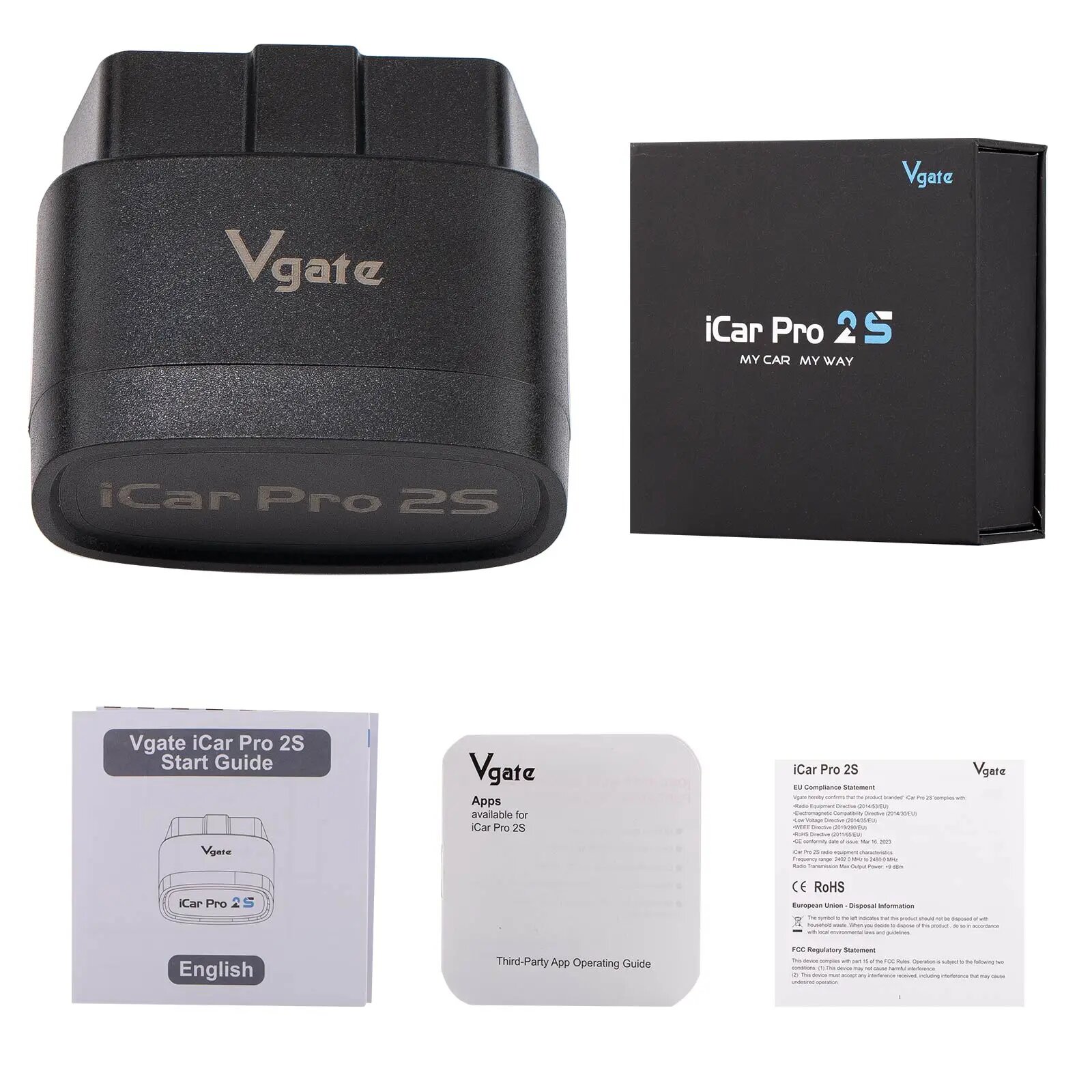 Vgate ICar Pro 2S ELM327 Bluetooth 5.3 V2.3 Автомобильный OBD-сканер Модернизированный автомобильный диагностический инструмент EV BimmerCode для IOS Android ПК