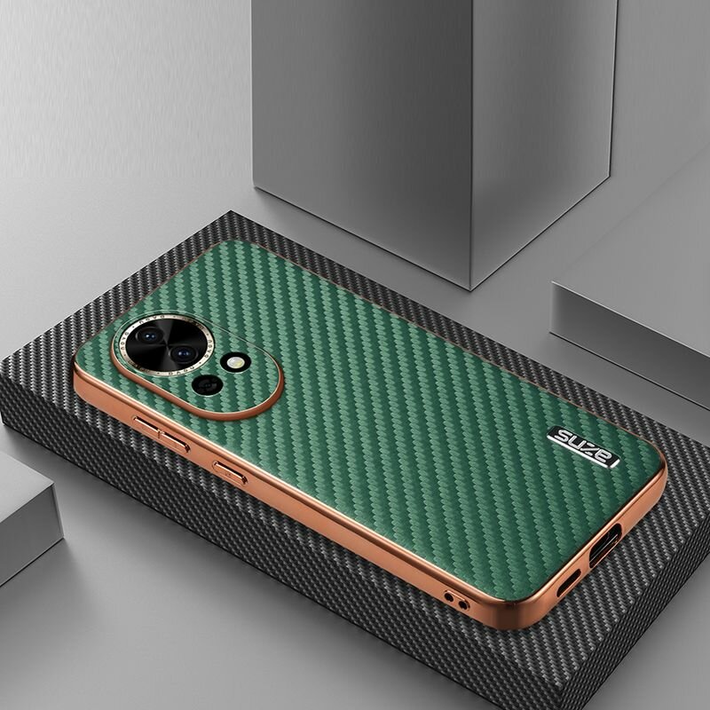 AZNS Чехол для мобильного телефона Huawei Nova 13/ Nova 12 (на Хуавей Нова 13/12) с текстурой углеродного волокна, защитный чехол для камеры, деловой кожаный чехол