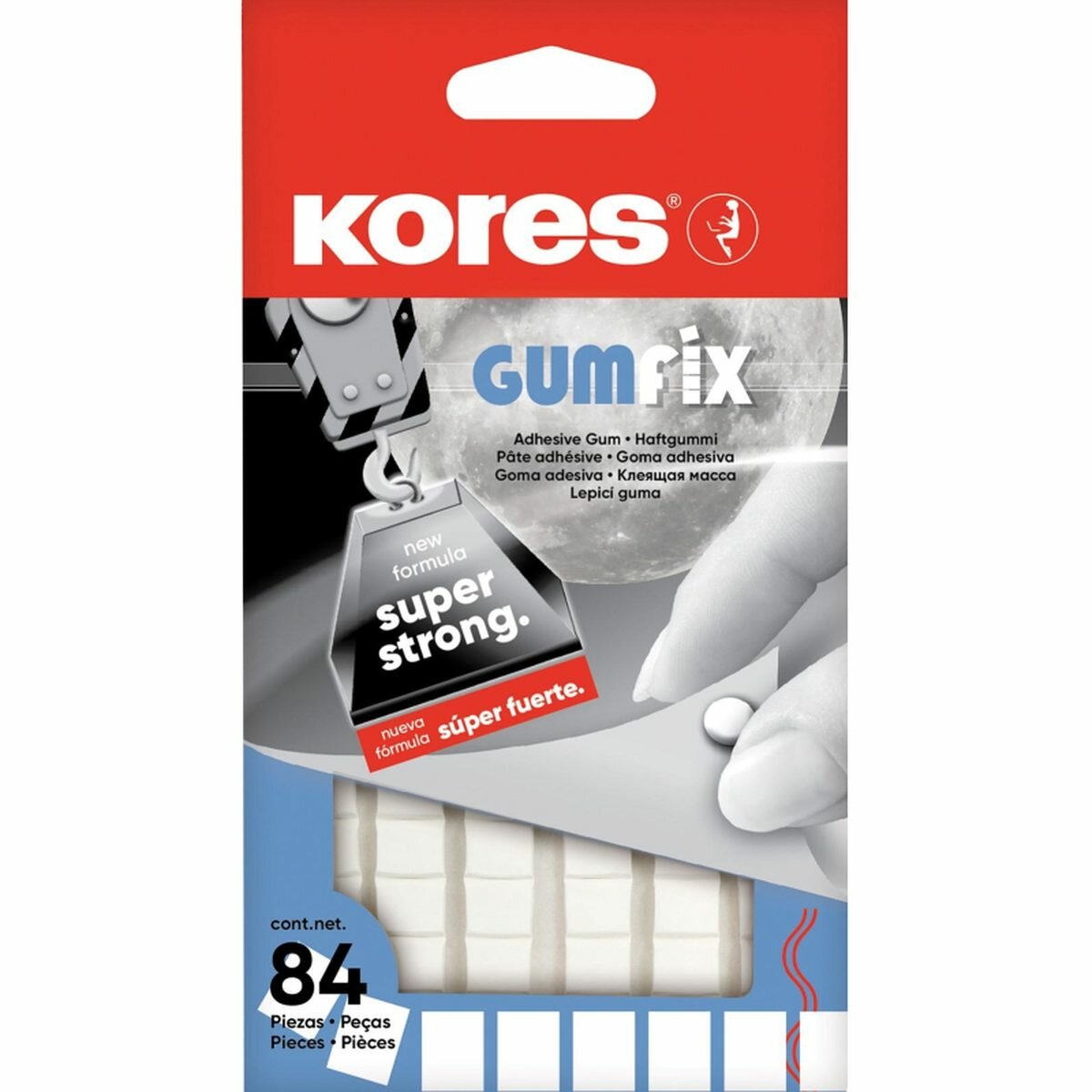 Масса для приклеивания Kores Gum Fix (6 полосок по 14 штук) 84шт. (31600), 25 уп.