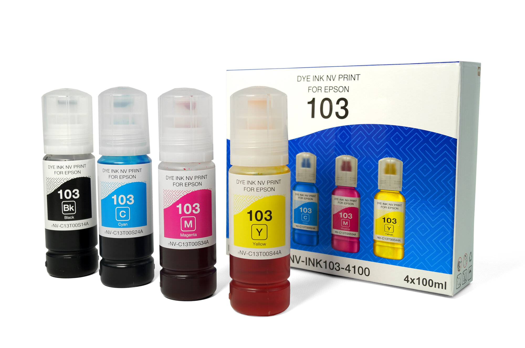 Чернила NV Print 103 для принтеров Epson, набор 4 цвета по 100 мл совместимые