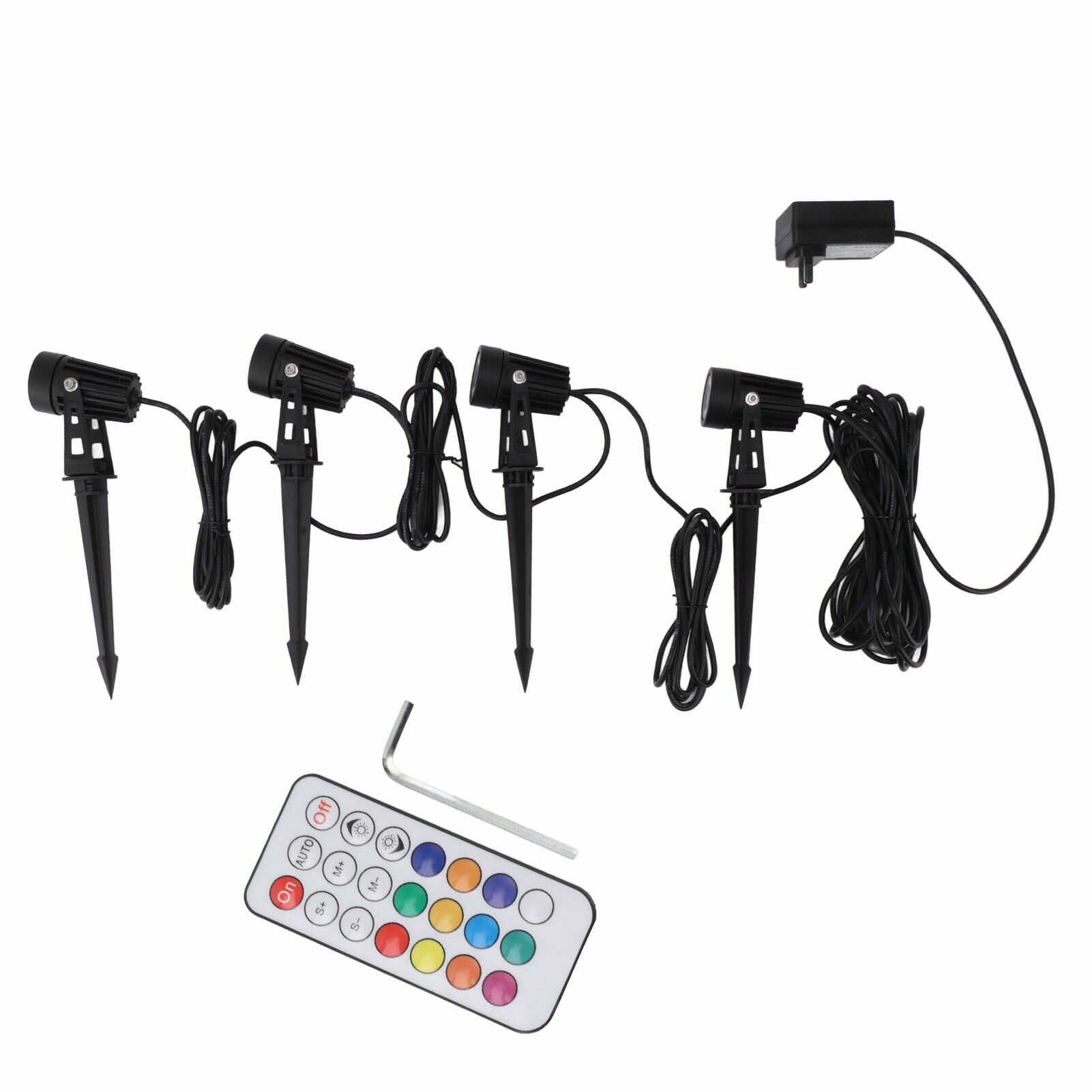 4 в 1 RGB садовый прожектор с пультом ДУ, для двора, сада, патио