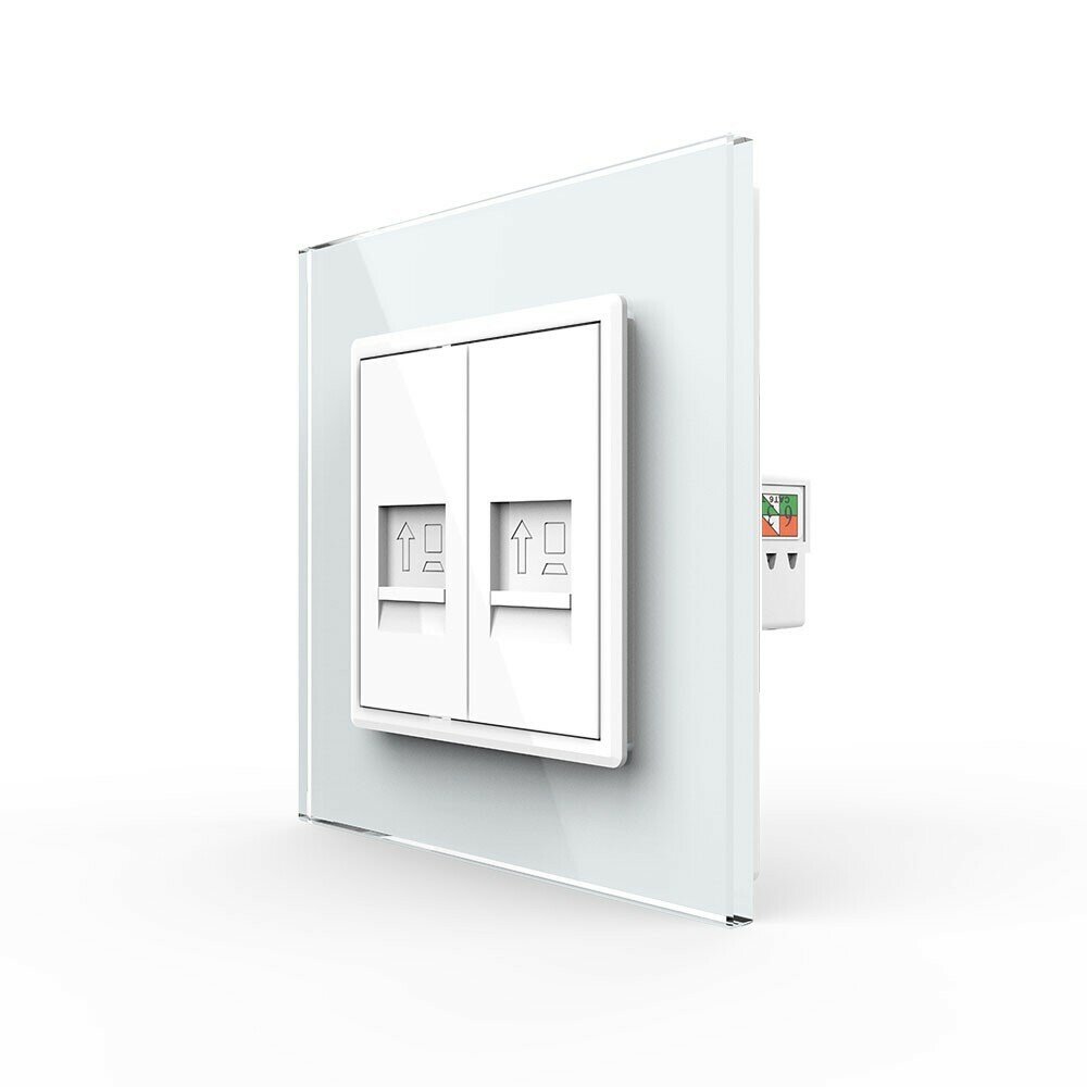 Комплект двойной интернет-розетки RJ-45 Cat.6 LIVOLO VL-C792C-11 ORIGINAL, белая, скрытый монтаж