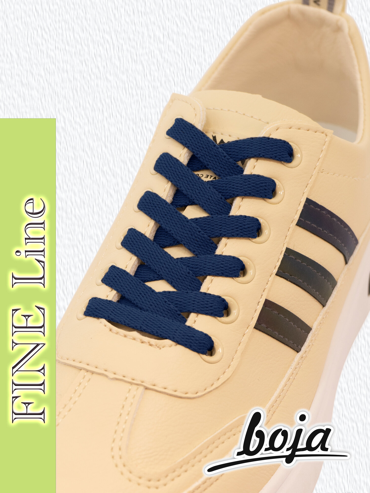 Шнурки для обуви BOJA (FINE), плоские, 100 см, синие темные, для кроссовок, НЕ эластичные, НЕ резиновые, без фиксаторов