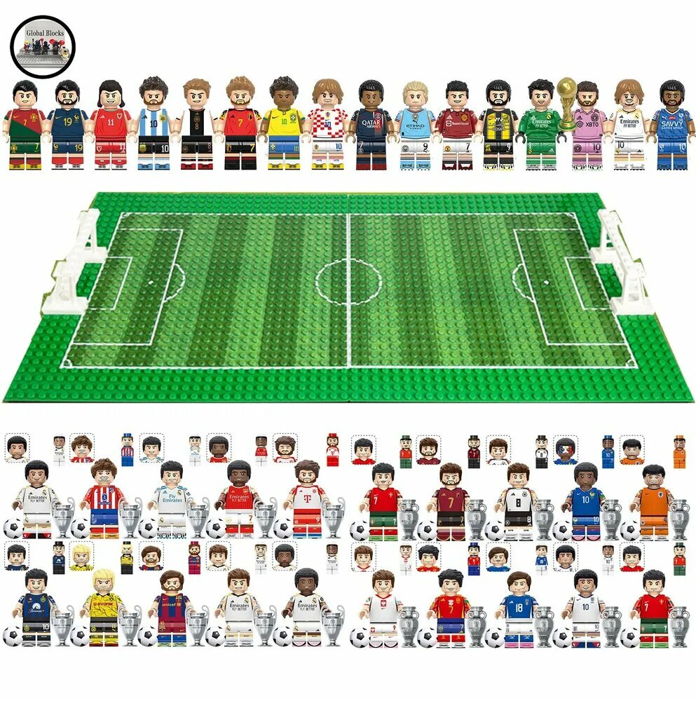 Фигурки минифигурок, Футболисты фифа Звезда футбола 36шт (4.5см, пакет)+стадион(25*25cm)