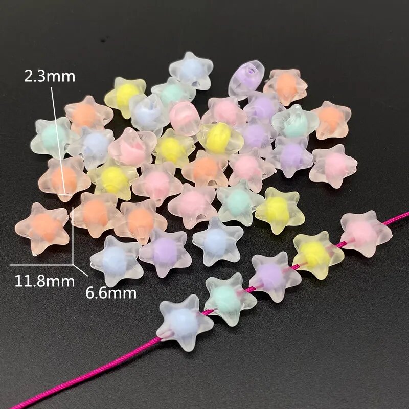 20 шт, акриловые бусины сердечком и звездочкой 04 (Matte)