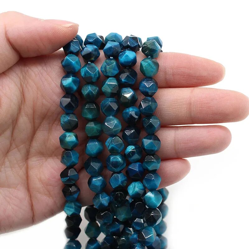 Бусины из сапфиров, синего тигрового глаза и агата, 15 дюймов, 8 мм