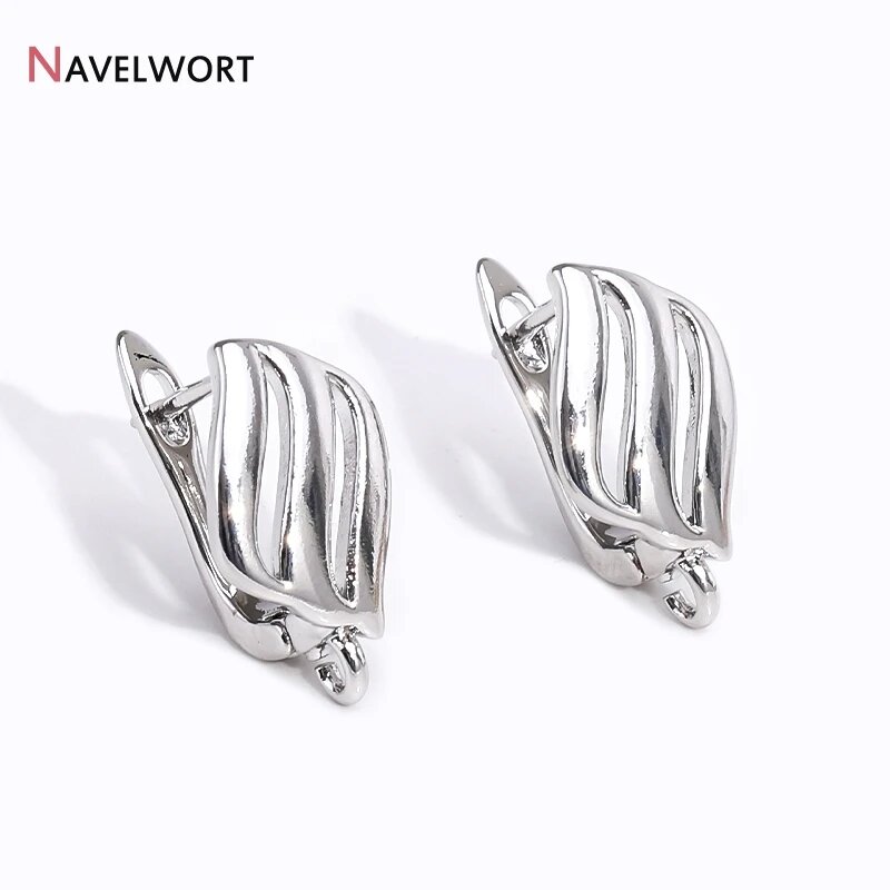 Navelwort серебряные серьги-крючки, родий, 4 пары
