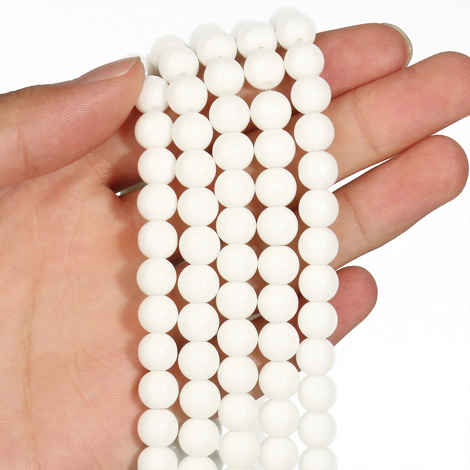 Натуральные бусины лазурит, турмалин, аквамарин, тигровый глаз 4-10 мм nociuciu Белый, 8mm 46pcs, White Onyx