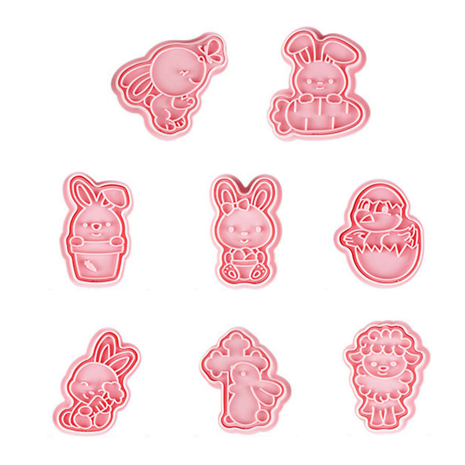 8 ШТ Набор Формочек для Пасхального Печенья Пластиковый Материал Кролики Цыпленок Форма Пасхального Яйца Формочки Для Печенья Штампы для Печенья для Кухни