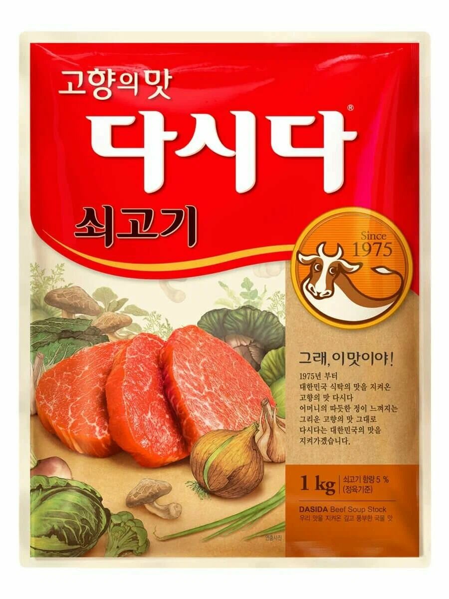 Приправа CJ Дашида со вкусом говядины для приготовления первых и вторых блюд 1 кг, Южная Корея