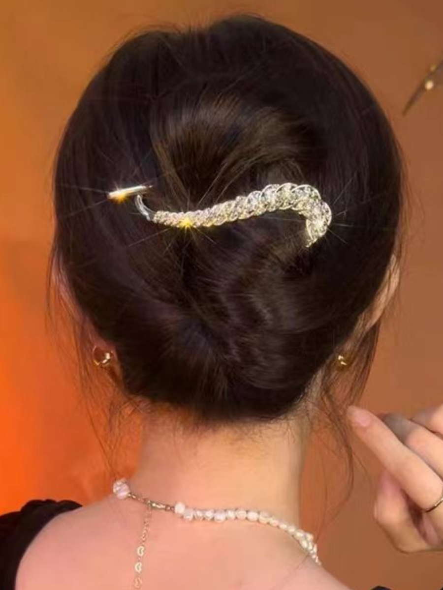 Заколка-банан для густых волос со стразами