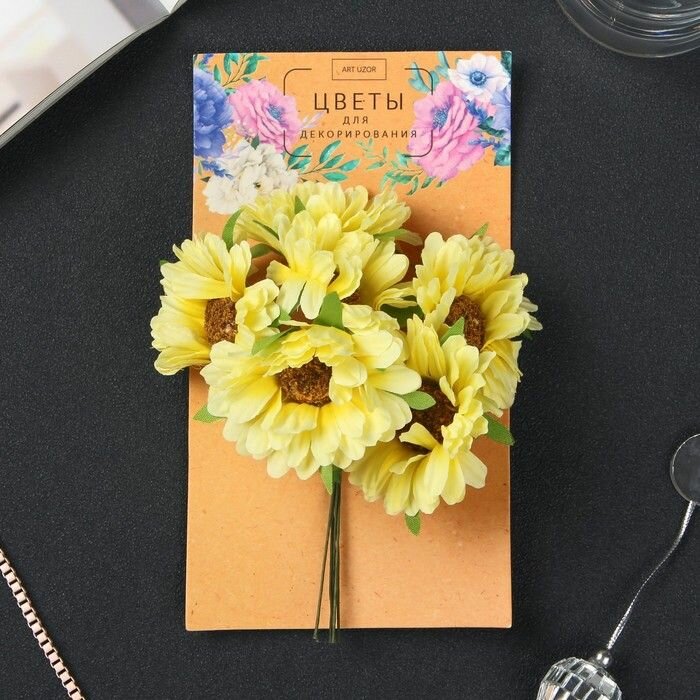 Цветы для декорирования Арт Узор "Солнечный привет", 1 букет-6 цветов, 16х9 см