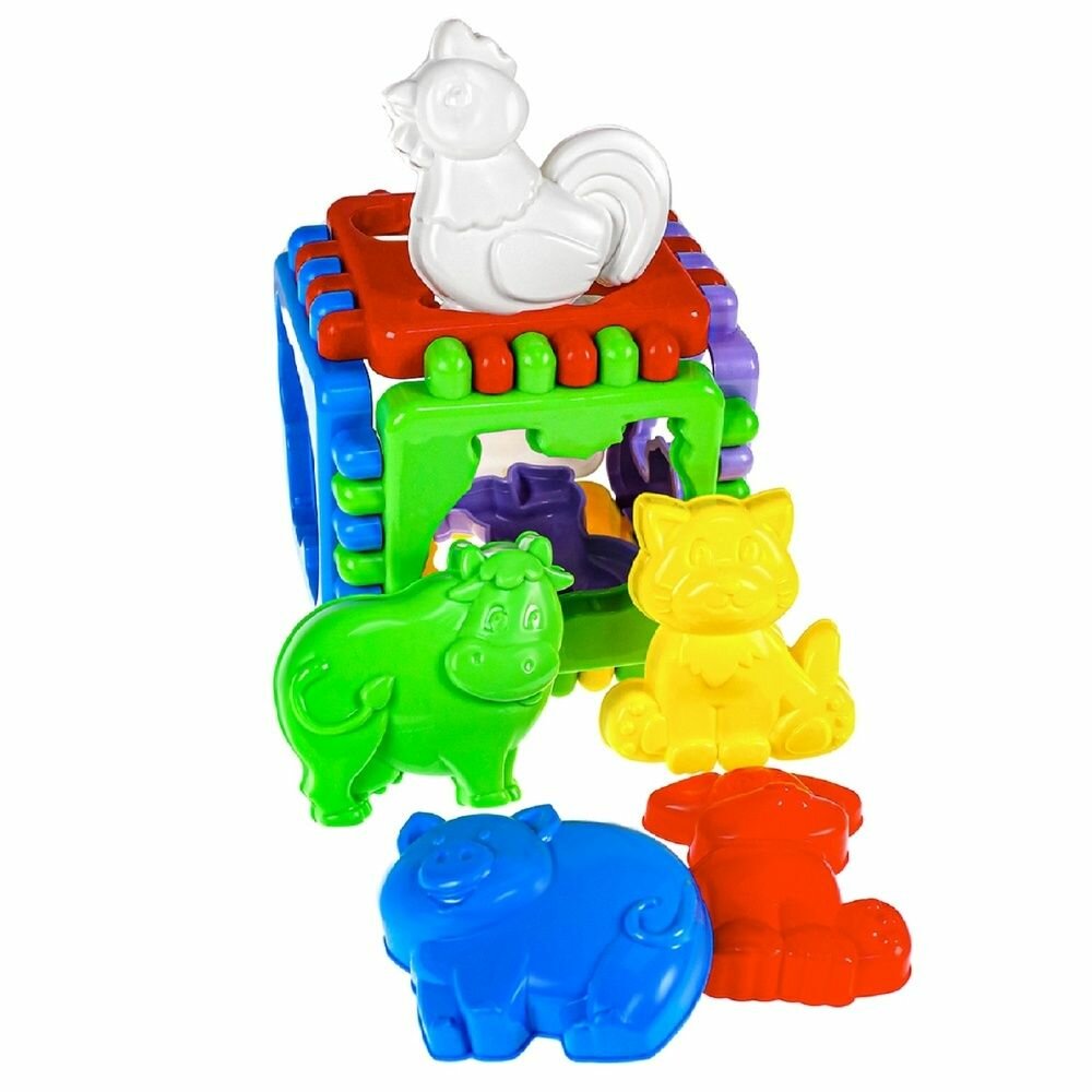 Сортер АльфаТойс "Кто живет на ферме?", кубик, пластик