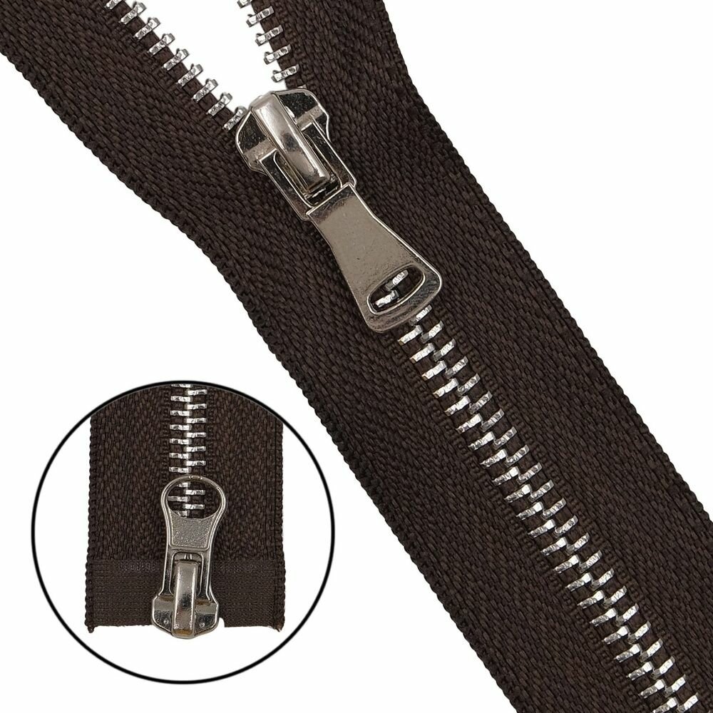 Молния айрис металл-никель, 80 см 141 темно-коричневый, 5 шт