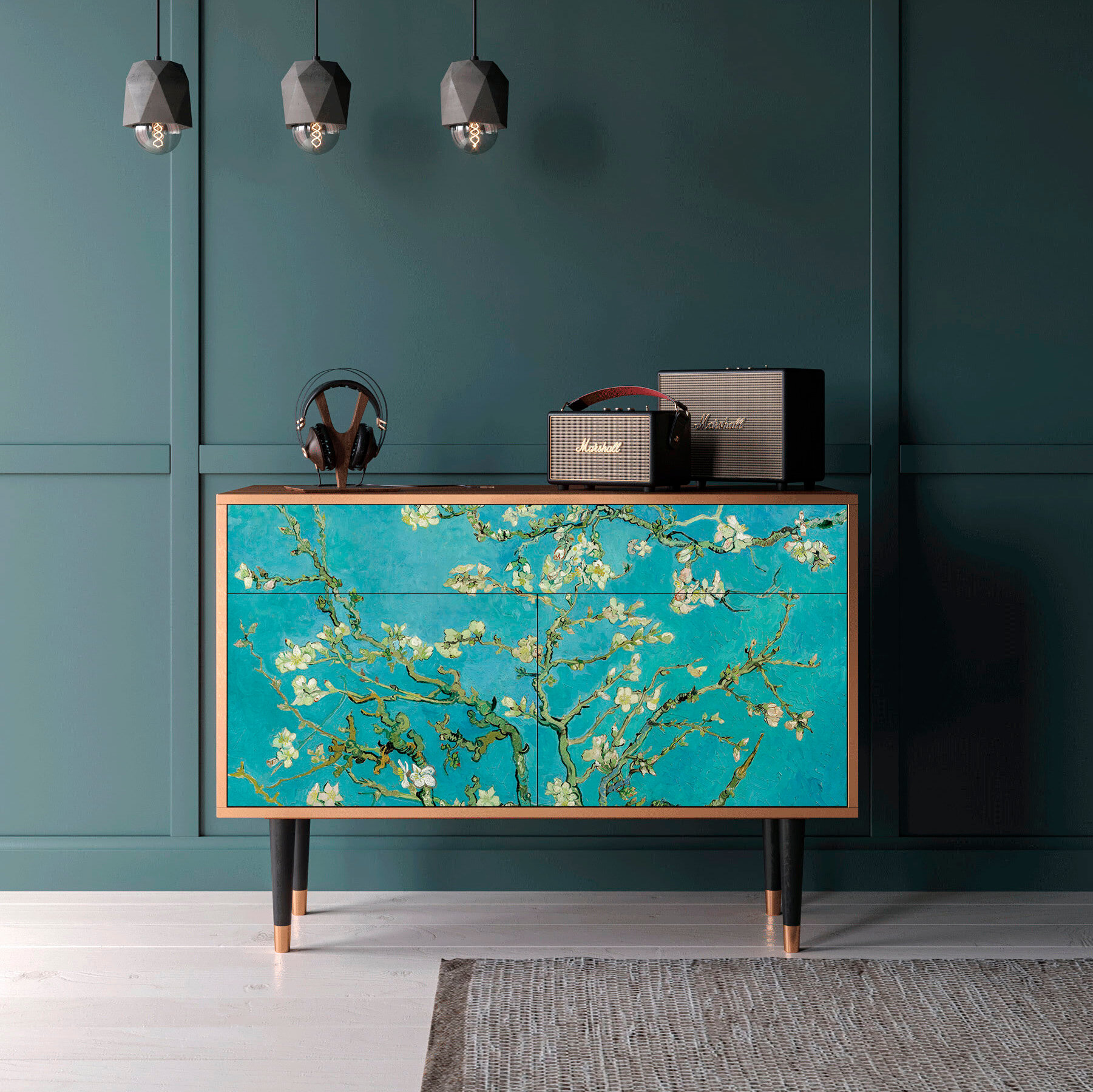 Комод - STORYZ - BS4 Almond Blossom by Van Gogh, Размер - 115 x 85 x 48 см, Цвет корпуса - Орех