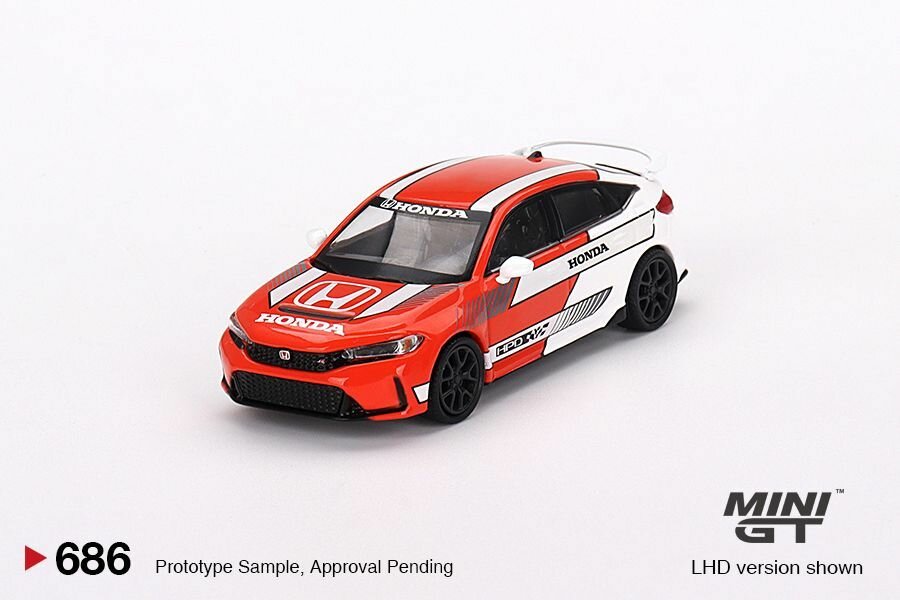 Коллекционная Premium машинка Mini GT Honda Civic Type R 2023 Pace Car Red #686 (year 2024, MGT00686)