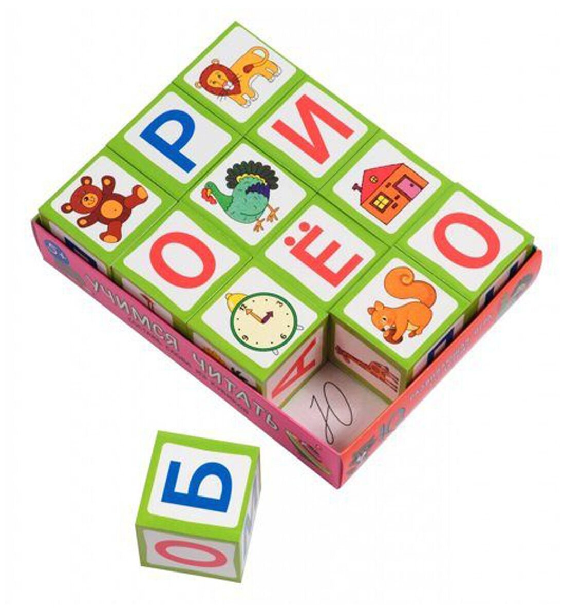 Игра настольная Игровой развивающий набор IQ кубики Учимся читать 12 кубиков 29014 5+