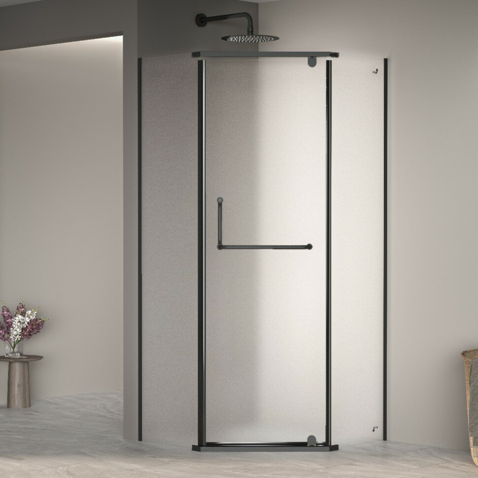 Душевой уголок RGW "Passage" PA-081B, черный, матовое стекло, 80x80 см
