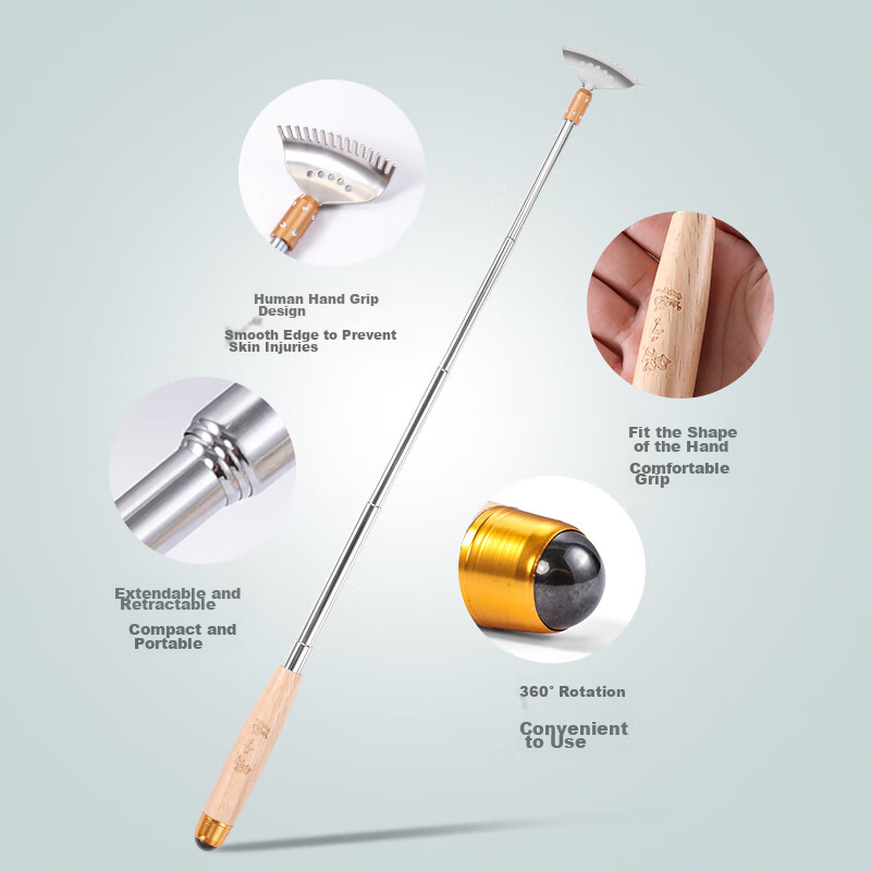 Zhang Xiaoquan Back Scratcher, Extendable Massage Back Scratcher with Rolling Beads, Elderly Entertainment, RYBQR-2