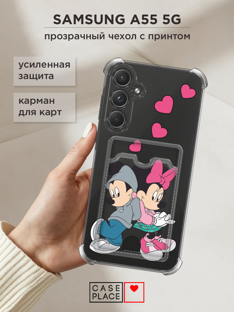 Чехол на Samsung Galaxy A55 5G (Самсунг Галакси А55 5G) с картой и принтом Микки Маус