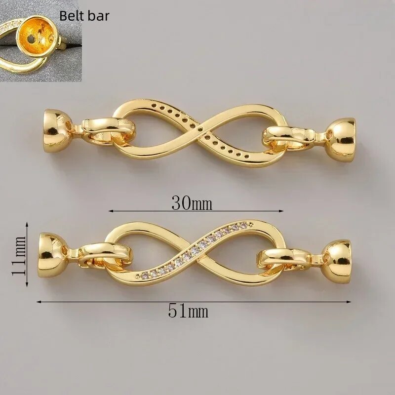 Соединитель для изготовления ювелирных изделий своими руками, 18-каратное позолоченное латунь, цирконий, жемчужная застежка, крепежный замок, ожерелье ручной работы, аксессуары для браслета