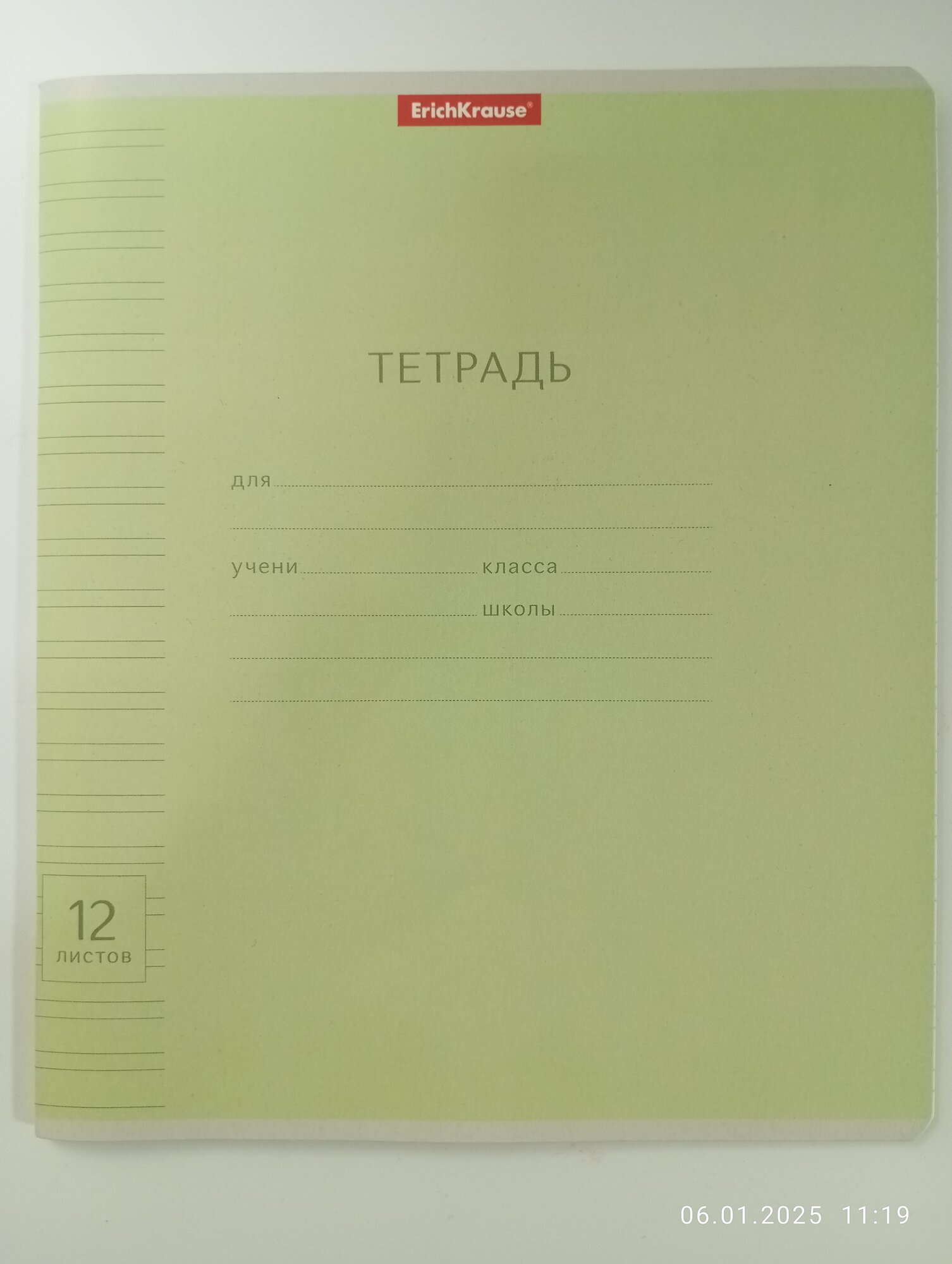 Тетрадь школьная EK Классика зеленая, 12 л, узкая линейка 46469