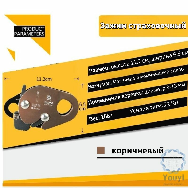 Зажим страховочный "Капля", зажим перегибного типа, Страховочное устройство