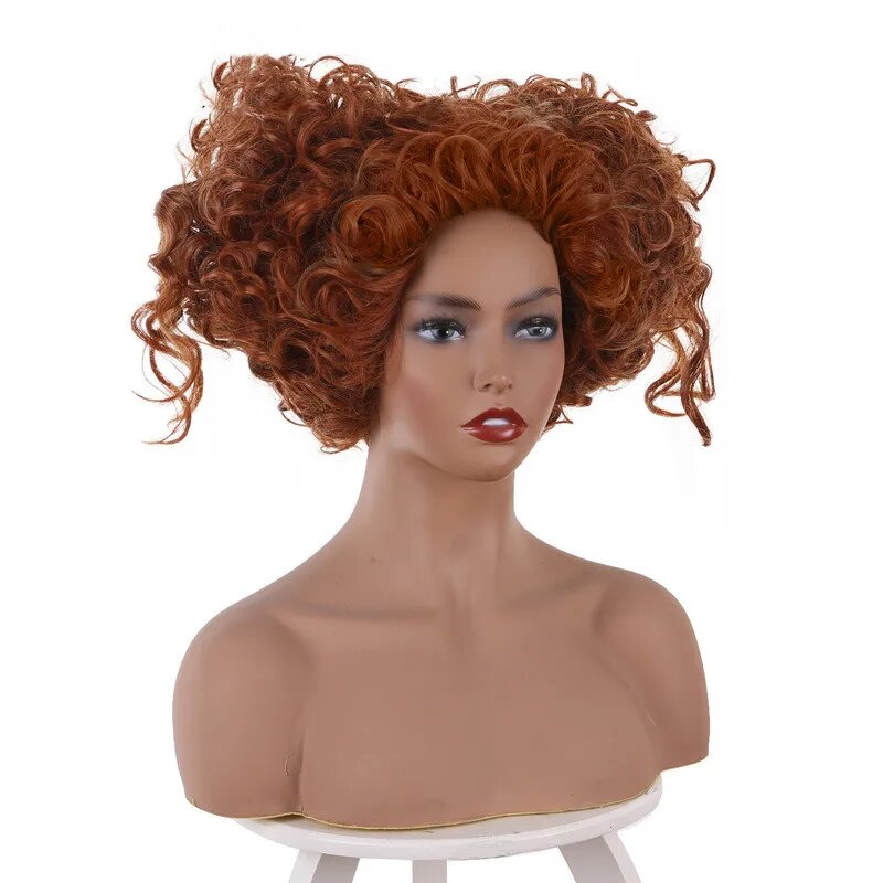 Парик Hocus Pocus 2 для косплея Winifred Sanderson в форме сердца, оранжевый кудрявый парик для Хэллоуина, реквизит для косплея