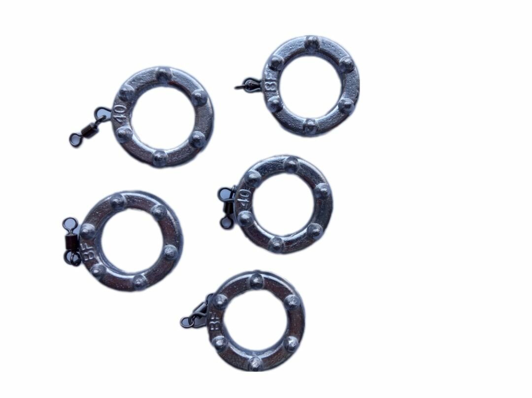 Рыболовное грузило Кольцо-рамка с шипами ухо+вертлюг (40 г) 5 шт