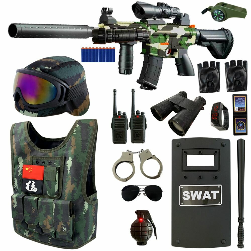 Комплект бронежилетов M416 с мягкой пулей <специальный полицейский> из 16 предметов. 6-12 лет