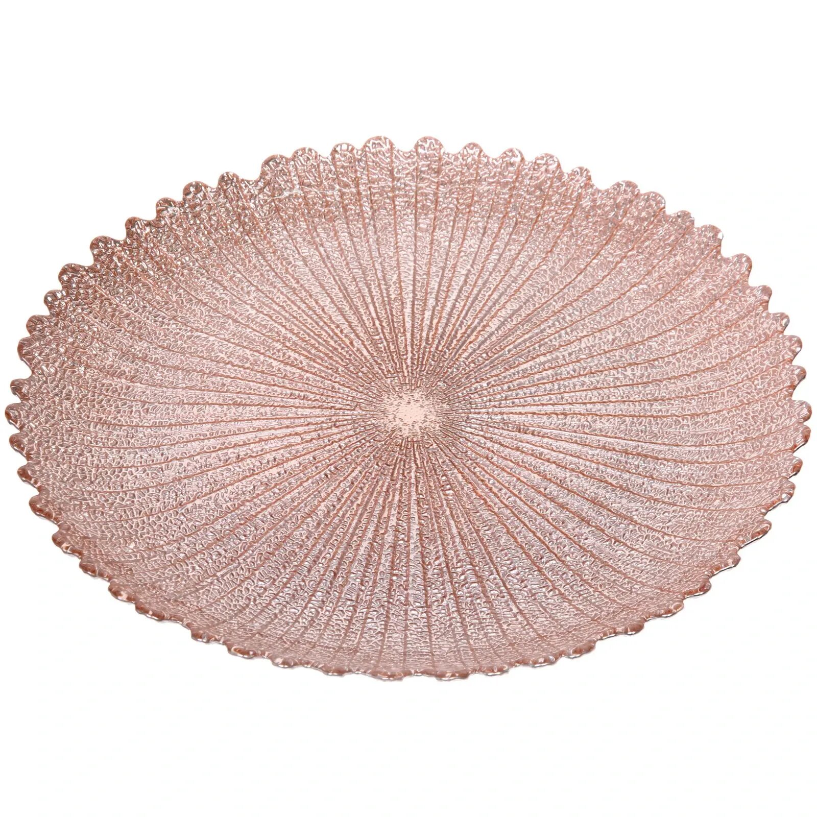 Тарелка 32см «Нимфа», розовое золото, стекло, для сервировки и декора
