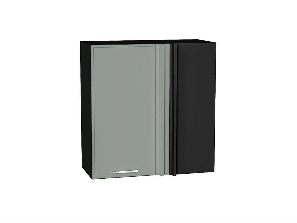 VVT Шкаф верхний прямой угловой Квадро Graphite, Аквамарин, 720 В*Ш*Г 716*700*345, фасад МДФ Аквамарин, корпус Graphite Аквамарин